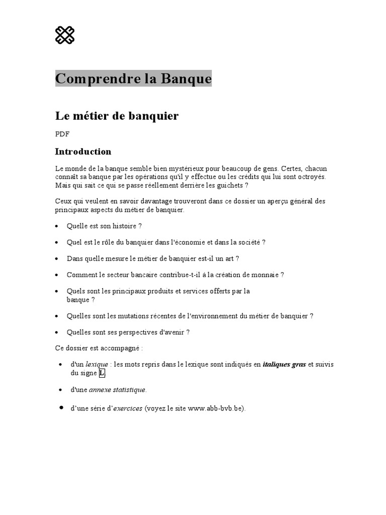Comprendre La Banque PDF | PDF | Crédit | Finance et gestion monétaire