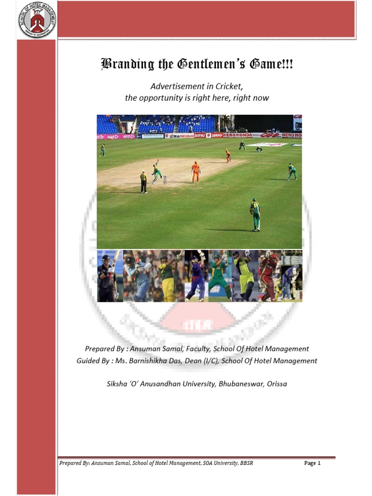 Article on Branding Cricket | Cricket | Advertising