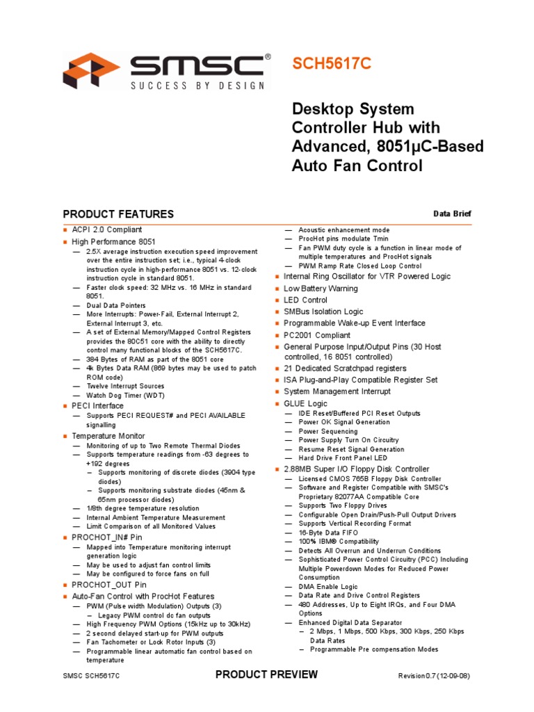 SMSC SCH5617C Desktop System Controller Hub With Advanced, 8051 C-Based ...