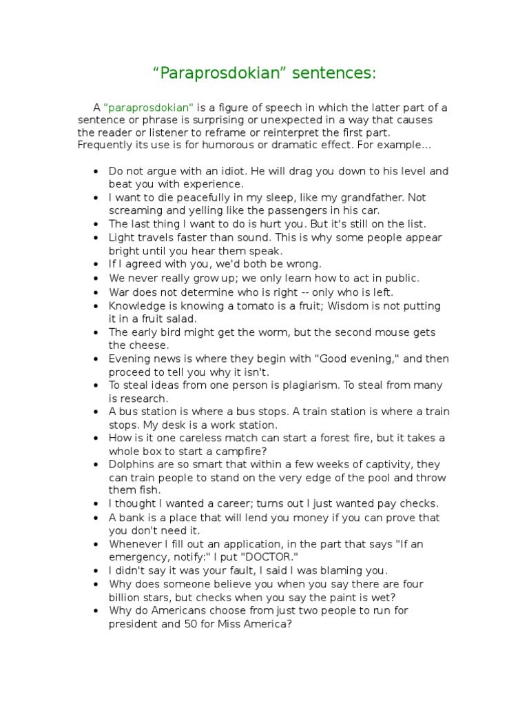 Paraprosdokian | PDF