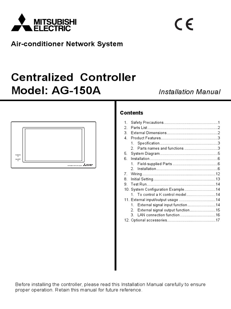 AG-150A Controller Install Guide | PDF | Power Supply | Cable