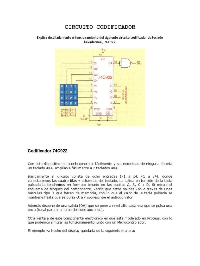 Circuito Codificador 74c922 | PDF | Teclado | Microcontrolador