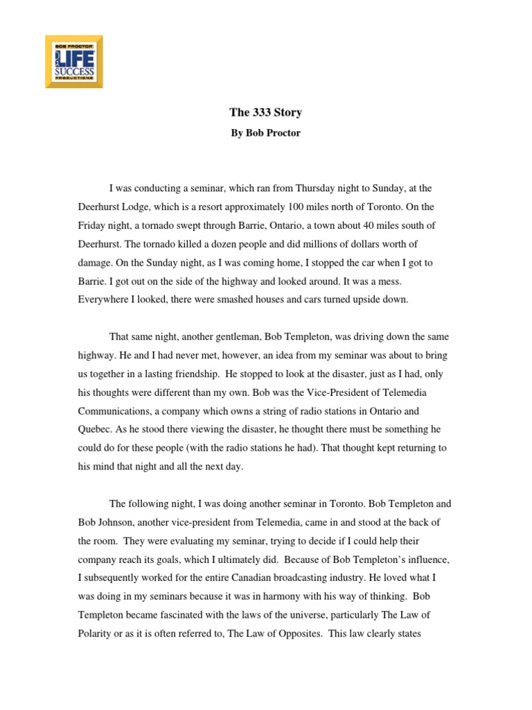 The 333 Story: by Bob Proctor | PDF