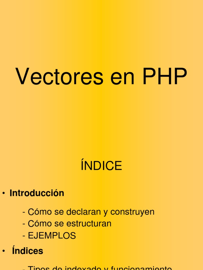 Vectores en PHP | PDF | Estructura de datos de matriz | Puntero (Programación de computadora)