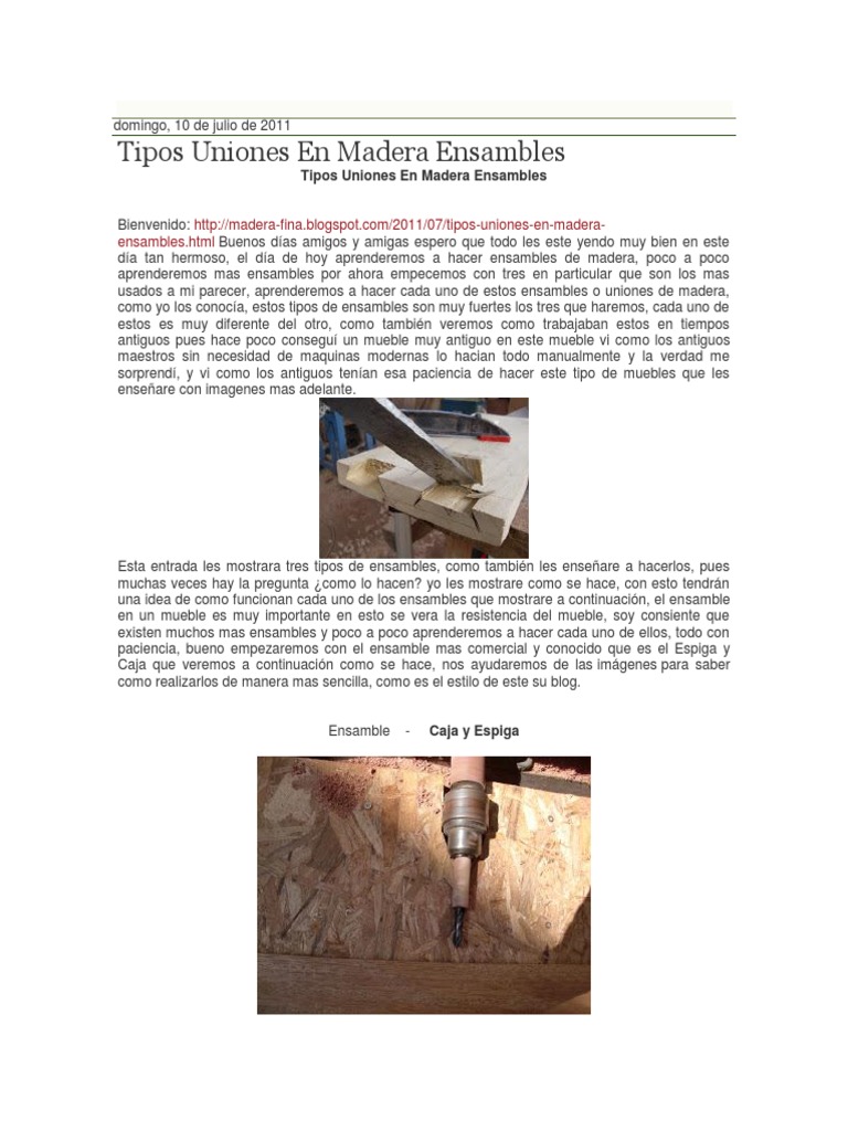 Tipos de Encastres en Madera | PDF | Madera | Carpintería