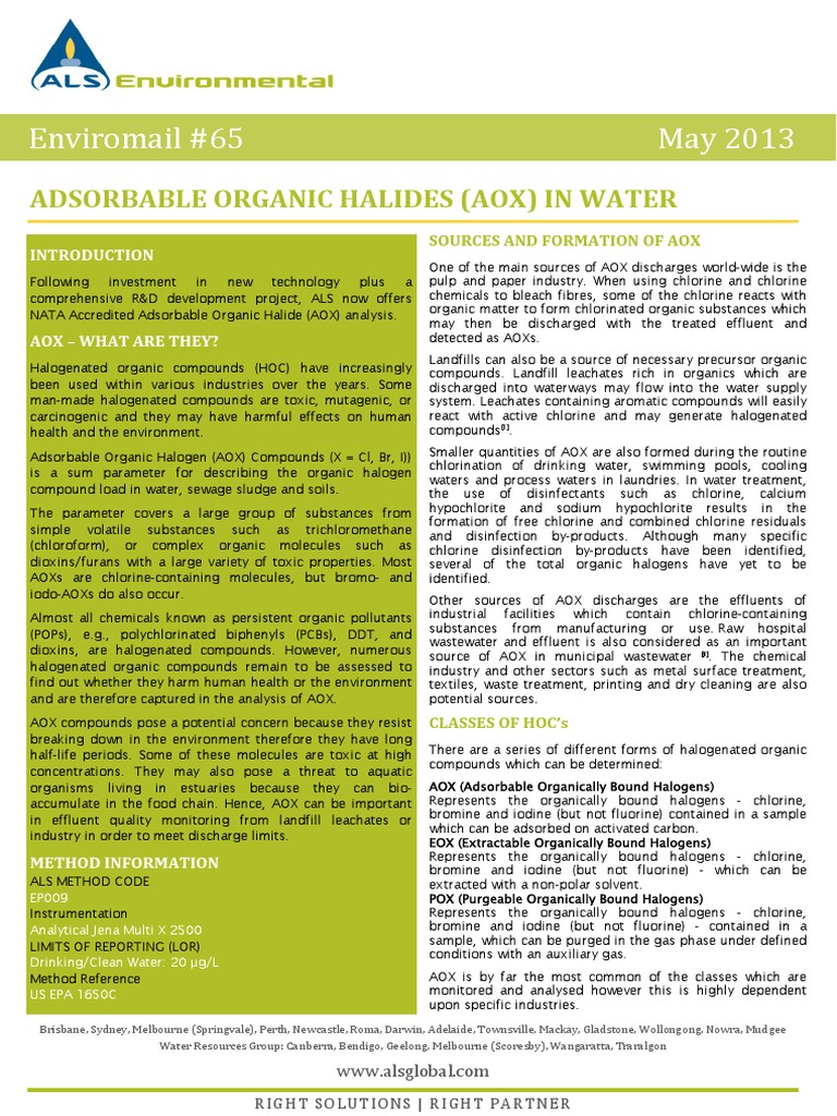 Enviromail 65 - Adsorbable Organic Halides AOX - May 2013 | PDF ...