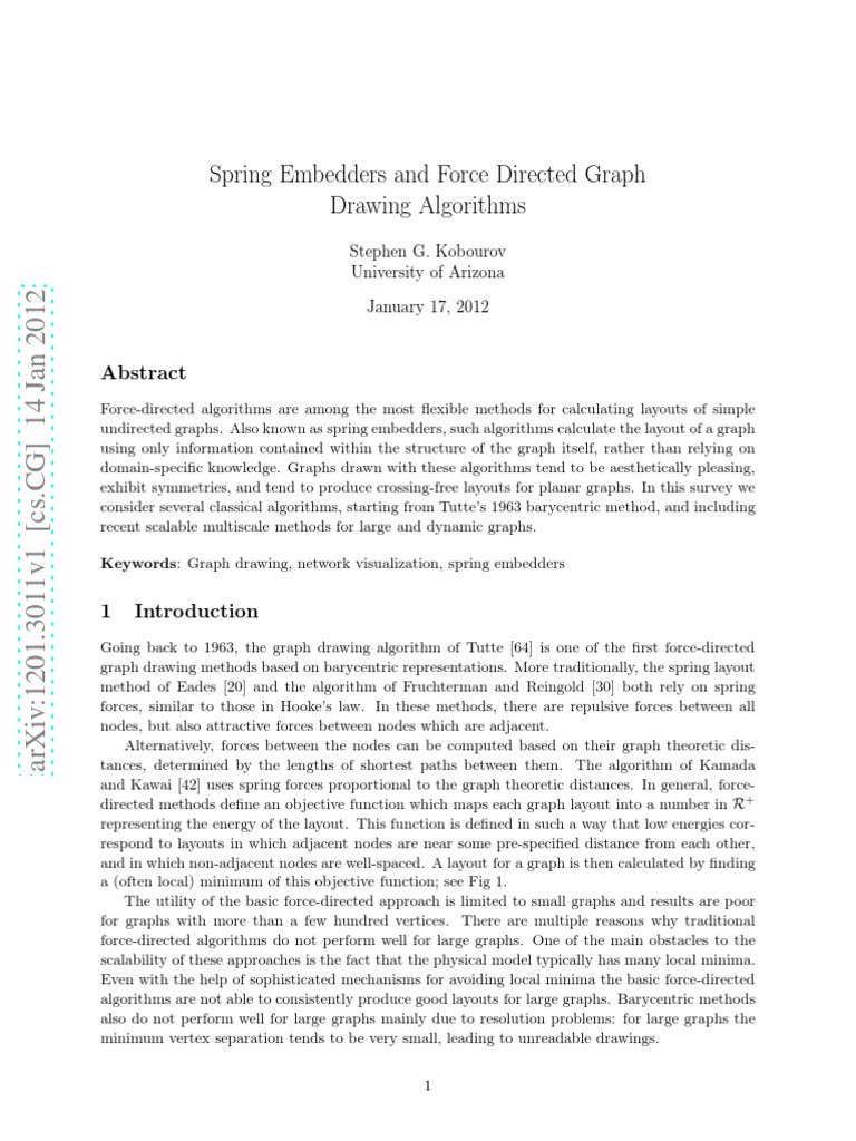 Spring Embedders and Force Directed Graph Drawing Algorithms | PDF | Manifold | Geometry