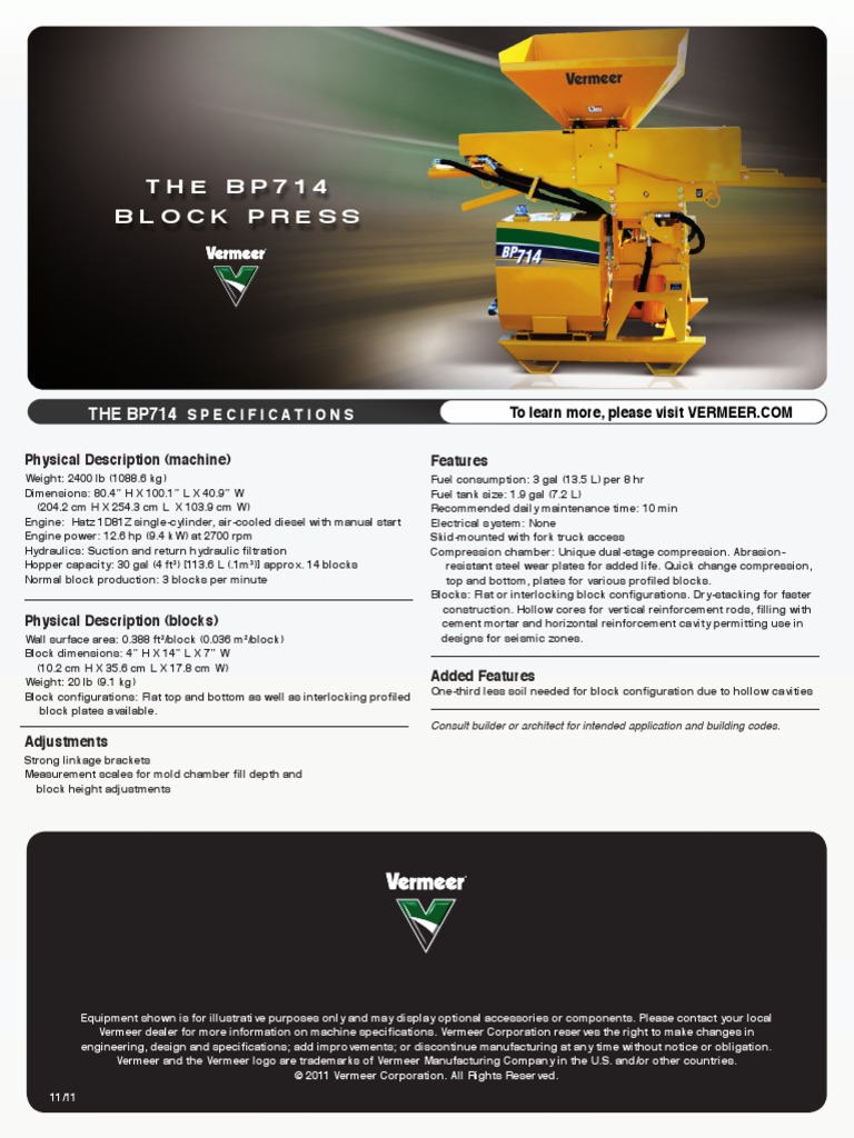 Adobe Vermeer Block Press Bp714 Spec | PDF