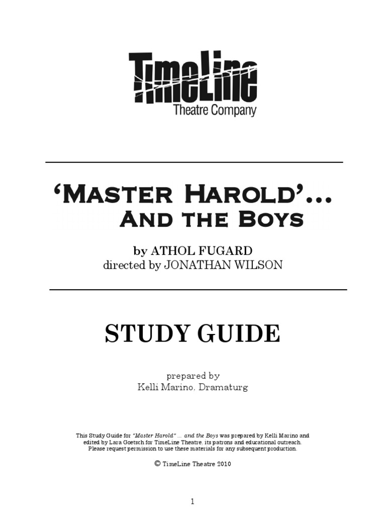 'Master Harold and The Boys' (A Study Guide) | PDF | Boer | Apartheid