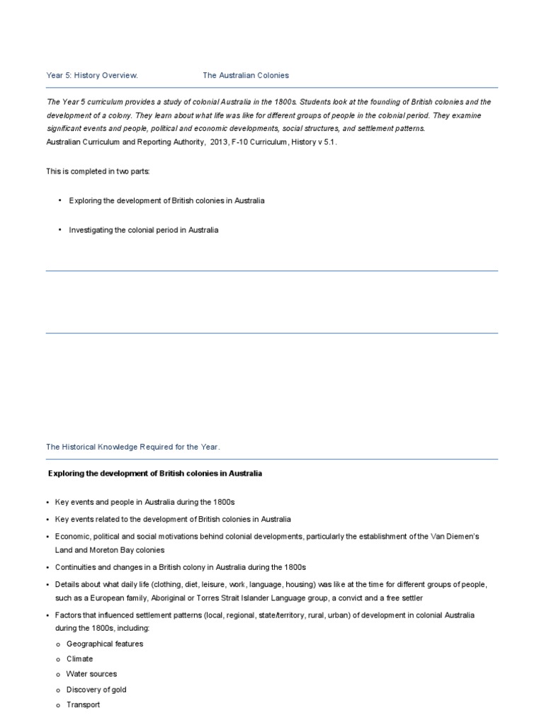 Year 5 | PDF | Colonialism | Australia