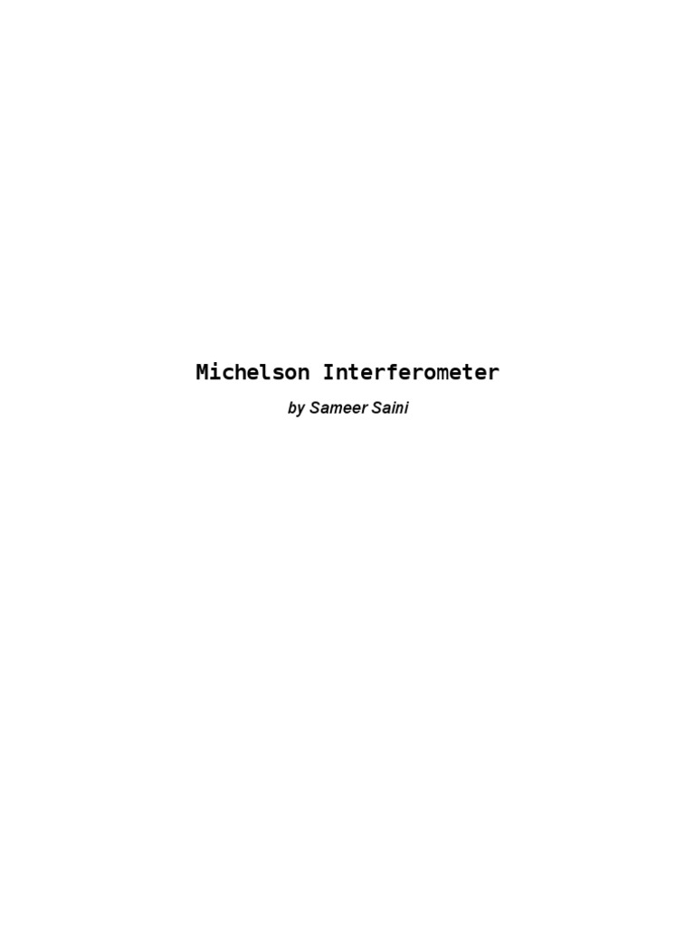 Michelson Interferometer | PDF | Interferometry | Refraction