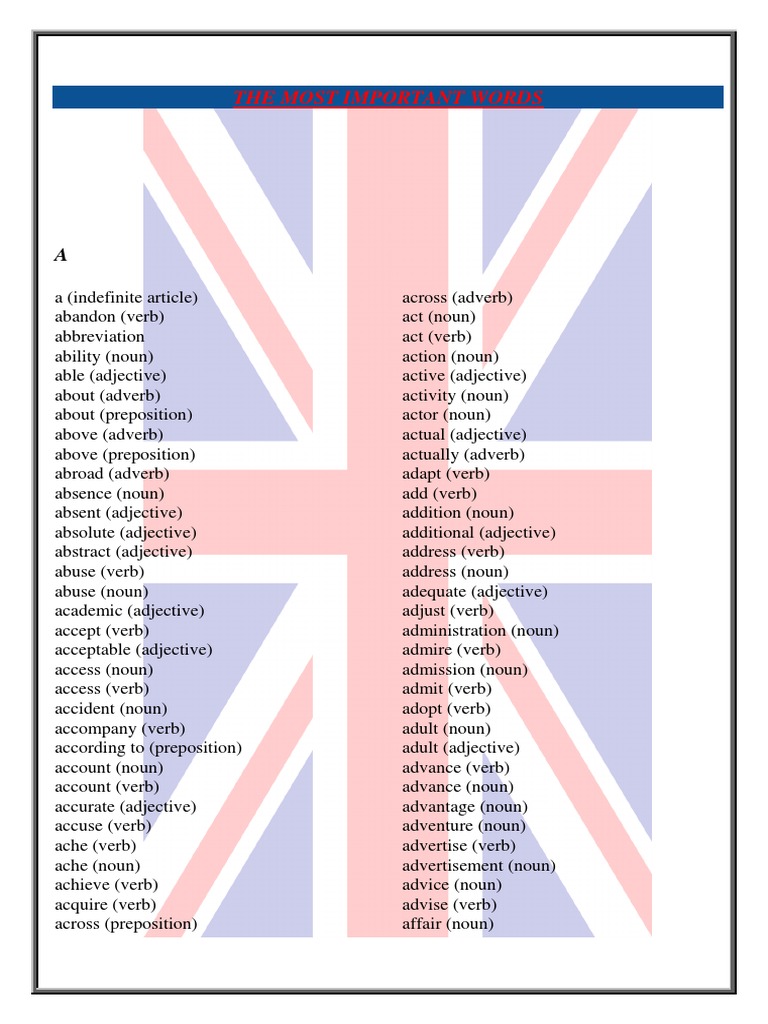 The Most Important Words - Alphabet | PDF | Verb | Adjective