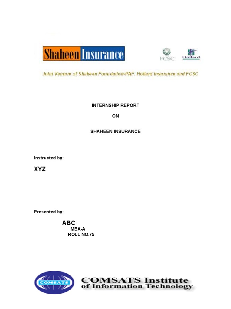 Shaheen Insurance Internship Report | PDF | Business | Finance & Money ...