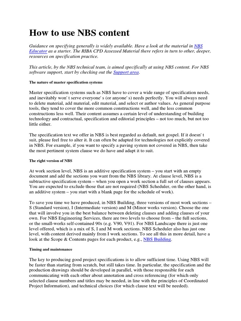 NBS Content Guide for Architects | PDF | Art | Computers