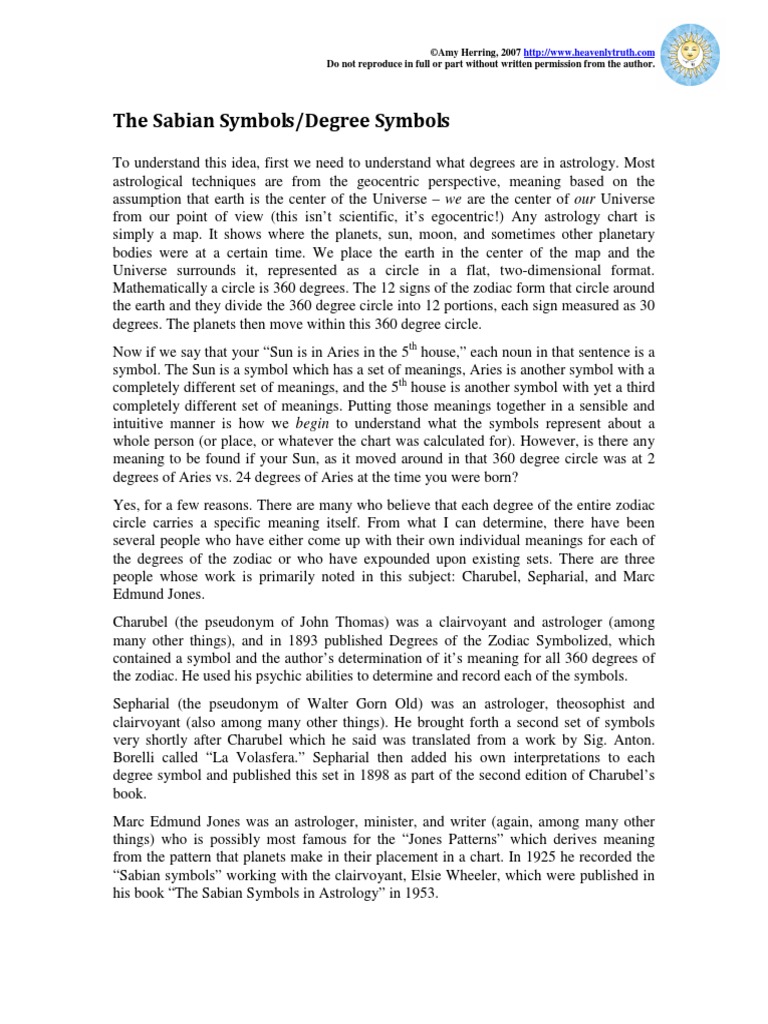 The Sabian Symbols Degree Symbols | PDF | Astrology | New Age Practices