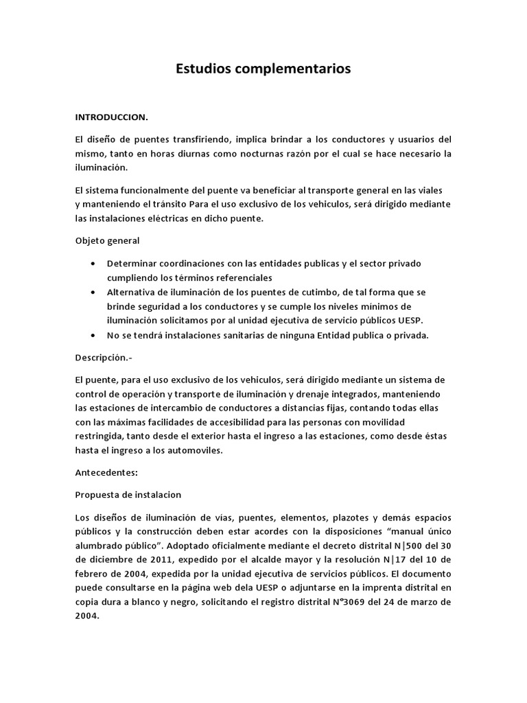 Estudios Complementarios Completo | PDF | Encendiendo | Puente