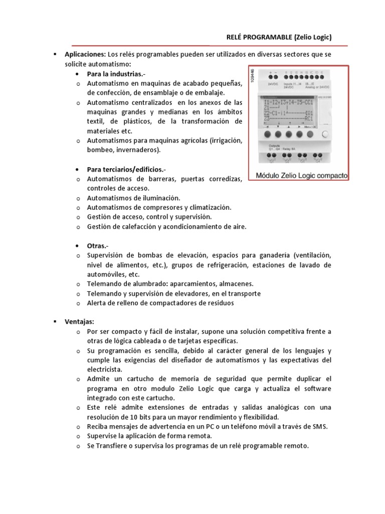 RELÉ PROGRAMABLE | PDF | Controlador lógico programable | Relé