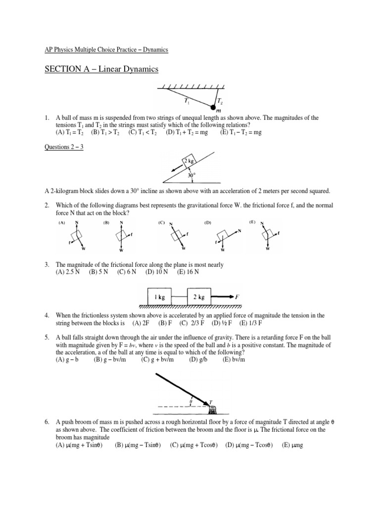 Ap Physics Dynamics Practice Pdf Friction Force