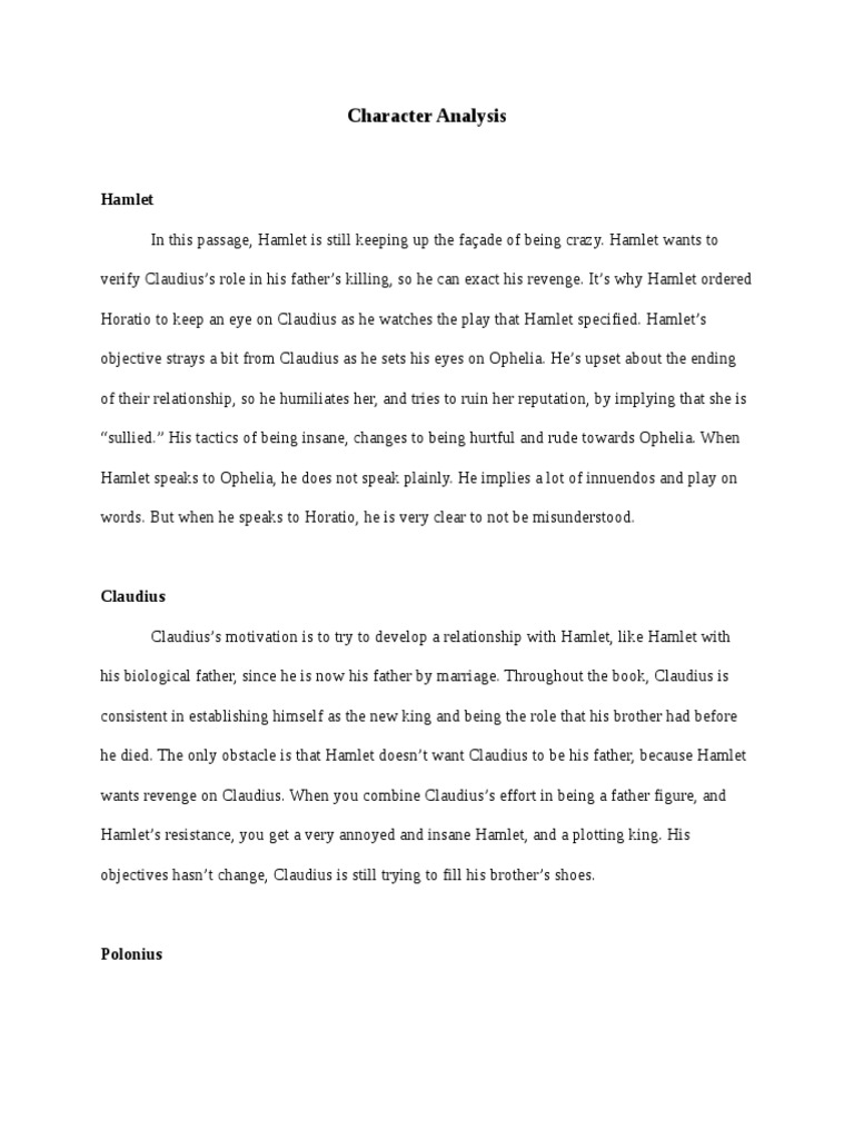 Hamlet Character Analysis Pdf Hamlet Tragedy Plays