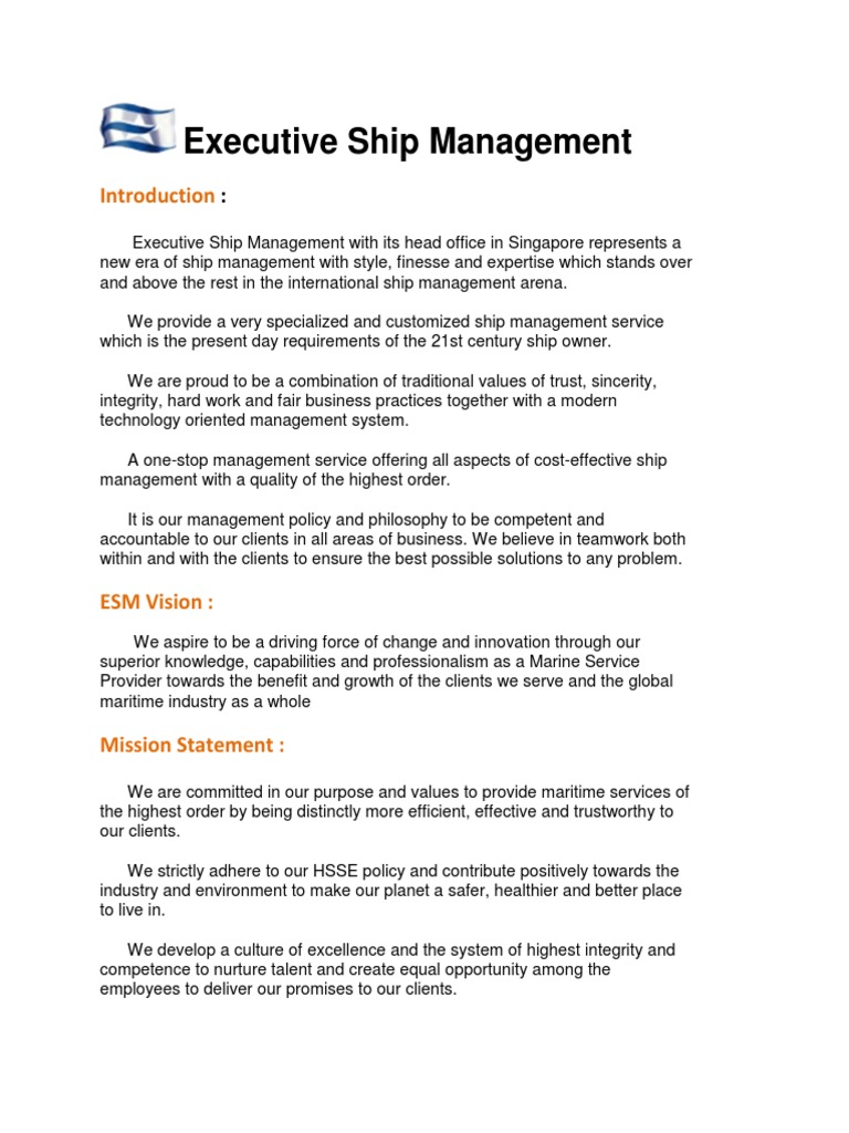 Executive Ship Management Overview | PDF | Ships | Expert