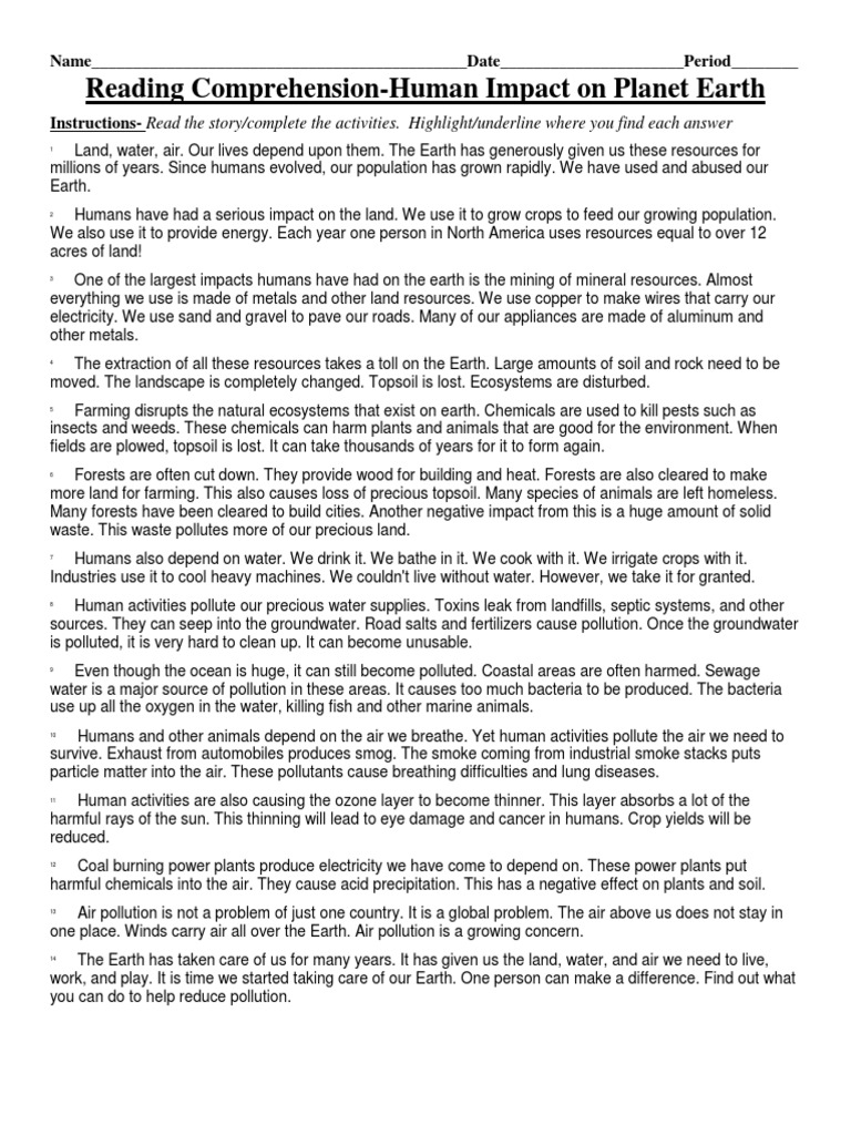 Human Impact on Earth's Resources | PDF | Soil | Water