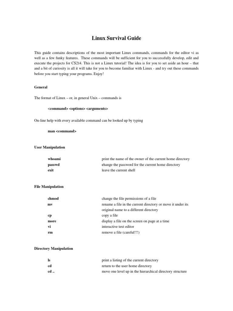 Linux Survival Guide | PDF | Linux | Computer File
