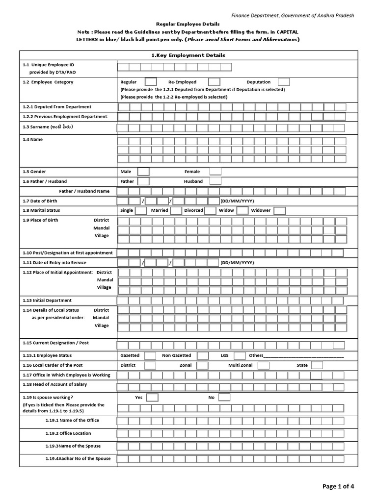 Regular Employee Details Form (1) | Husband | Interest