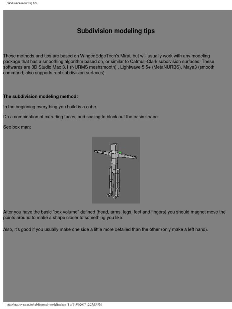 Subdivision Modeling Techniques Guide | PDF | Geometry | Teaching ...
