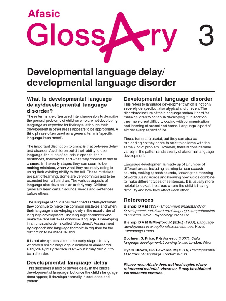 Developmental Language Delay/ Developmental Language Disorder | PDF ...