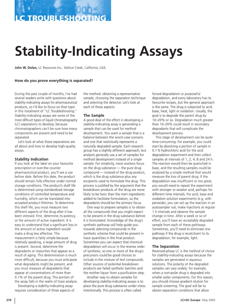 Stability-Indicating Assays: LC Troubleshooting | Download Free PDF ...