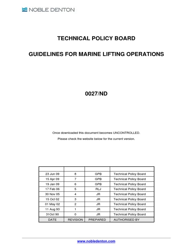 Guidelines For Marine Lifting Operations Noble Denton | PDF | Crane ...