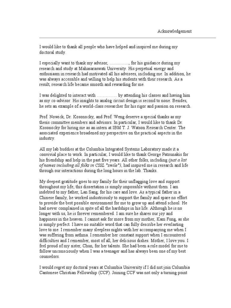 Acknowledgement | PDF | Religious Education