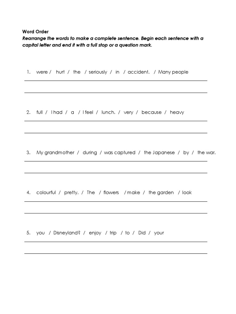 Rearranging Words to Form Sentences | PDF