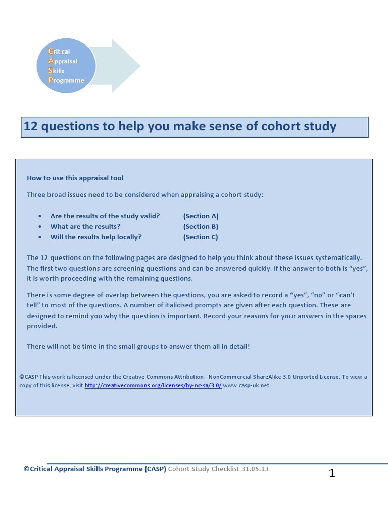 CASP Cohort Study Checklist 31.05.13 (II) | PDF | Cohort Study | Confounding