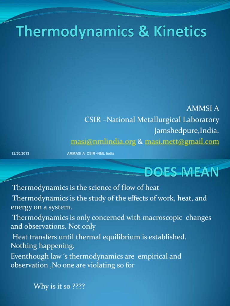 Thermodynamics & Kinetics | PDF | Chemical Kinetics | Thermodynamic ...