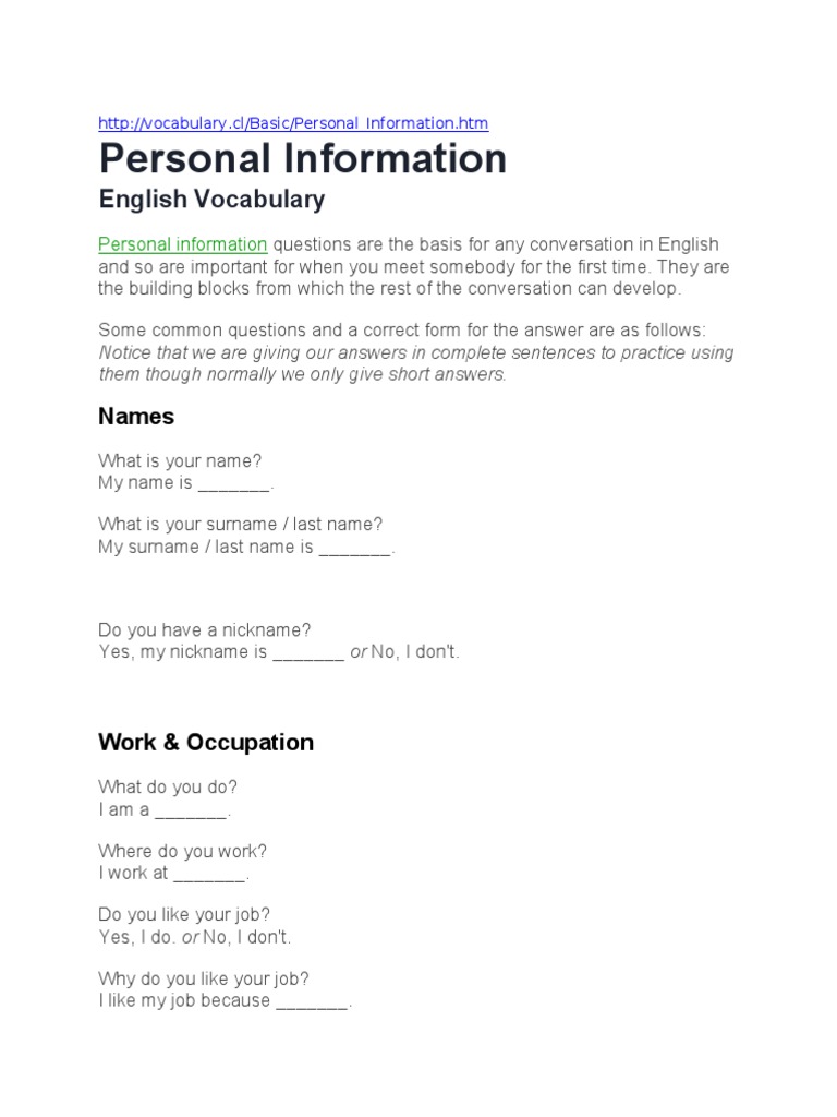 Personality Information | PDF | Human Communication | Linguistics