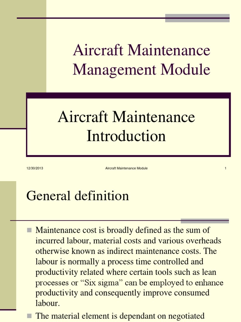Chap 1 Aircraft Maintenance Introduction | PDF | Reliability ...