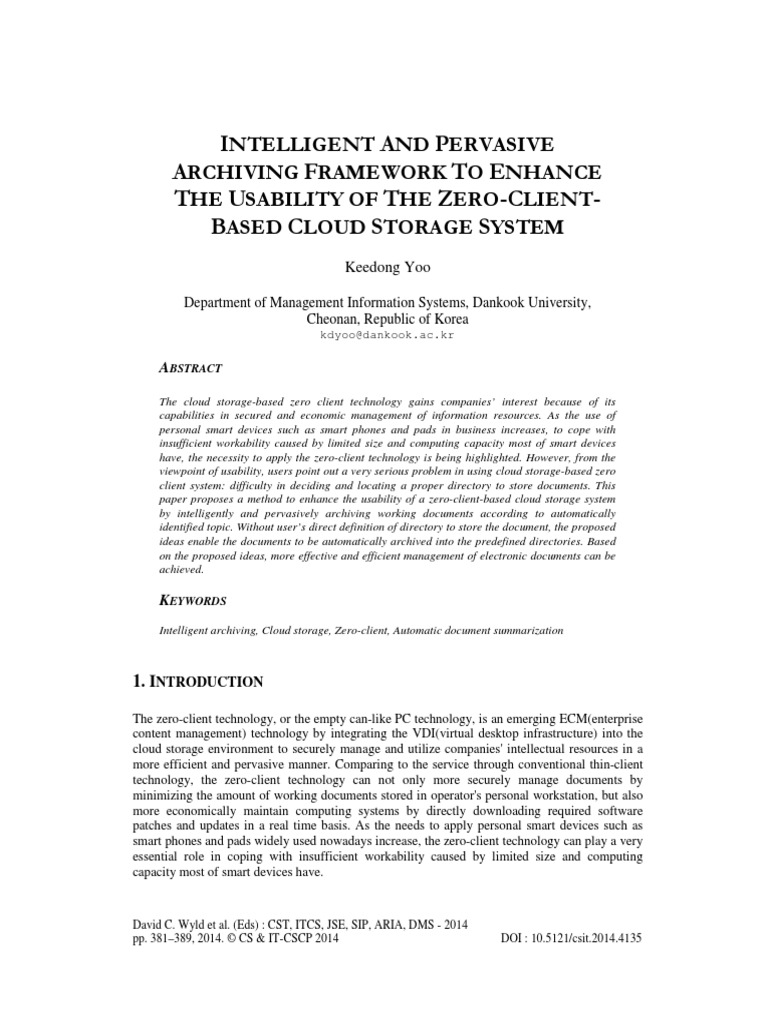 Intelligent and Pervasive Archiving Framework To Enhance The Usability ...