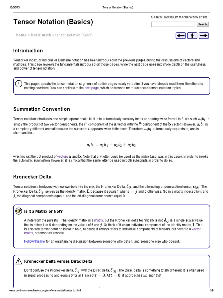 Tensor Notation Basics Pdf Tensor Matrix Mathematics