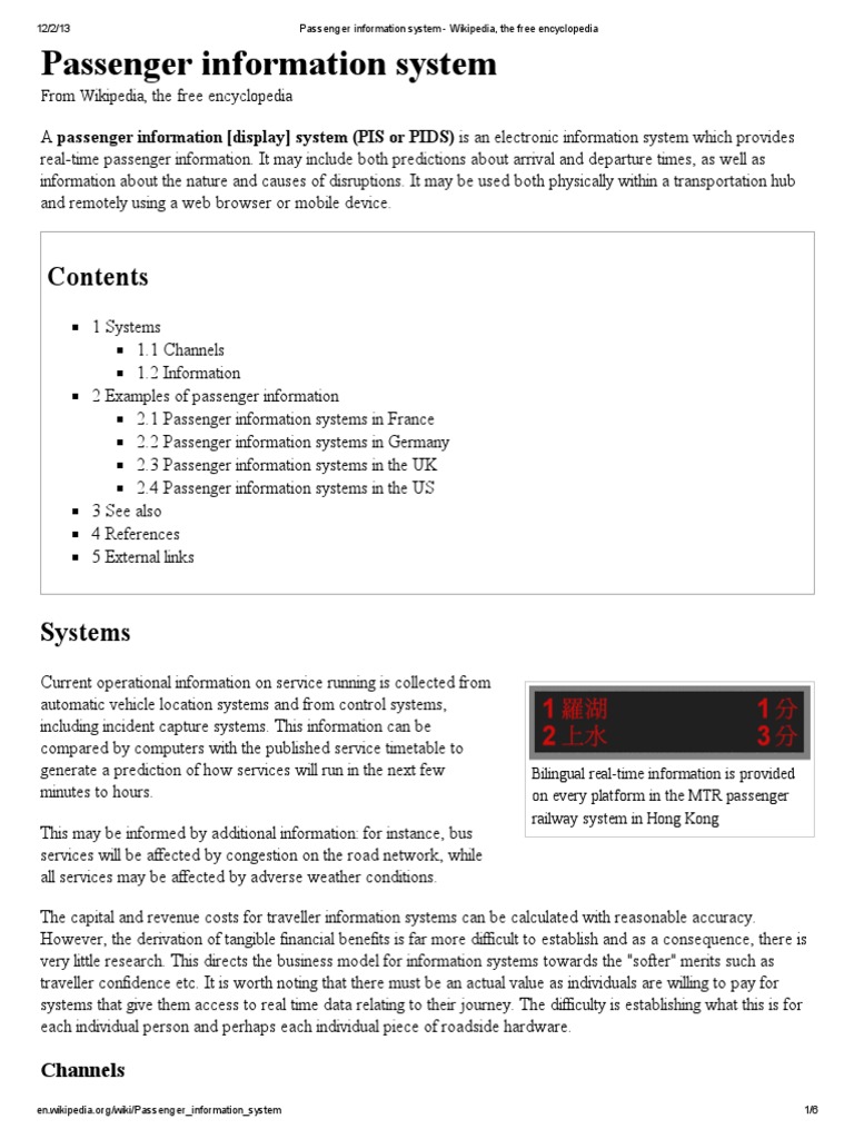 Passenger Information Systems Overview | PDF | Transport | Public Transport