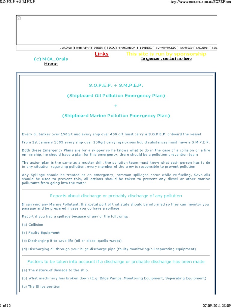 Procedures for Shipboard Oil and Marine Pollution Emergency Plans | PDF ...