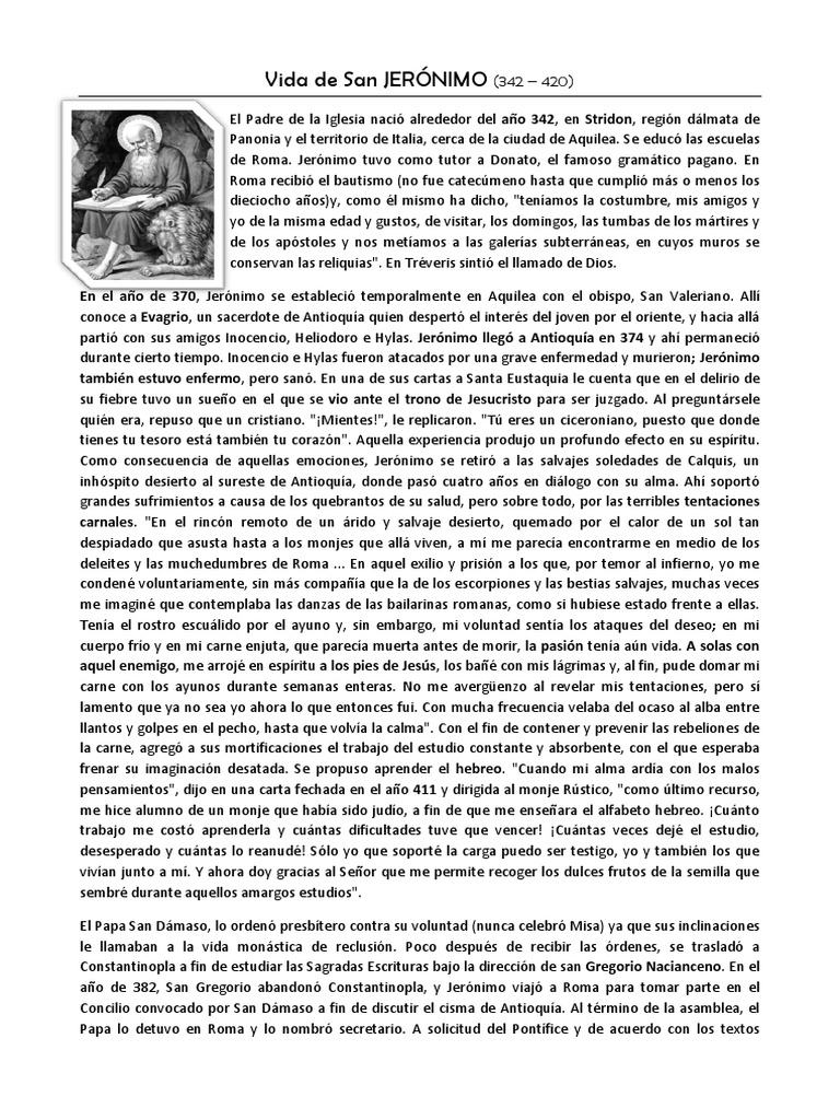 Vida de San JERÓNIMO | PDF | Jerome | Salmos