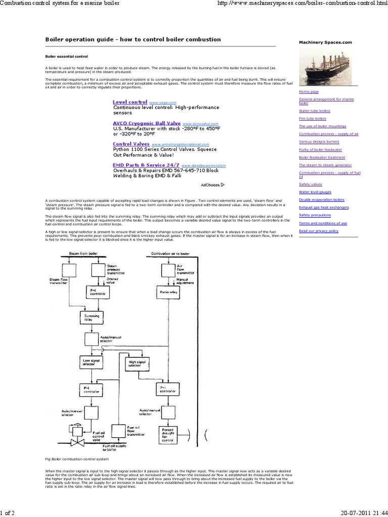 Combustion Control System For A Marine Boiler | PDF | Boiler | Control ...