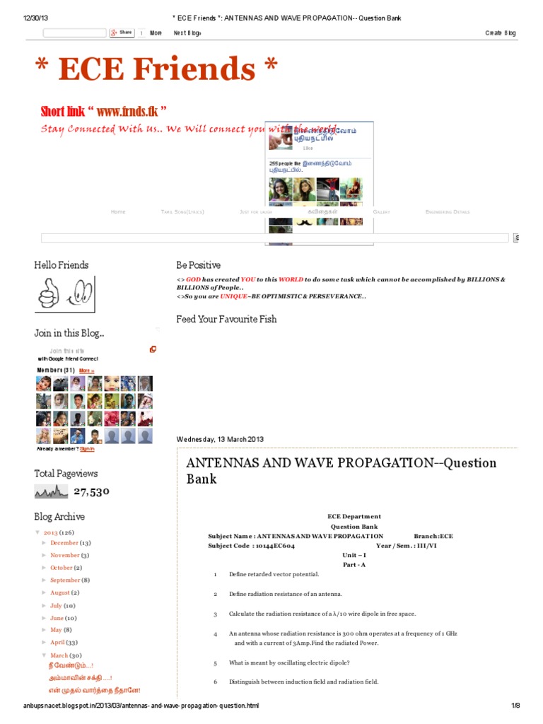 Ece Friends - Antennas and Wave Propagation - Question Bank | Download ...