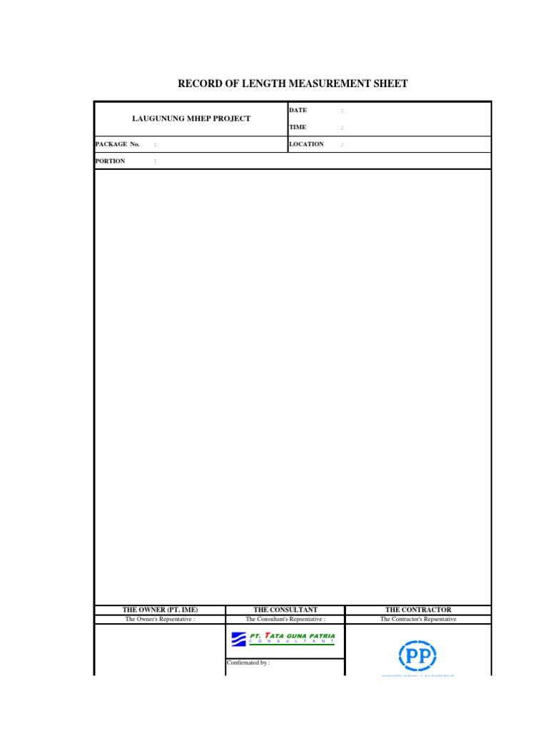 Length Measurement Record - LAUGUNUNG MHEP | PDF