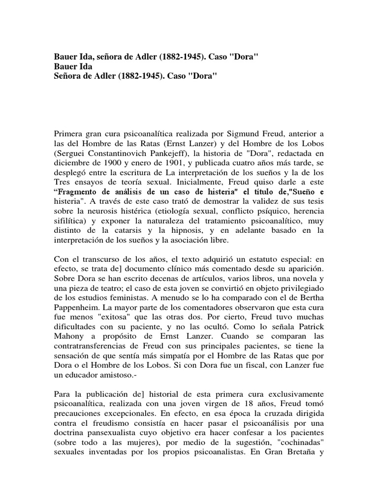 Bauer Ida | PDF | Sigmund Freud | Psicoanálisis