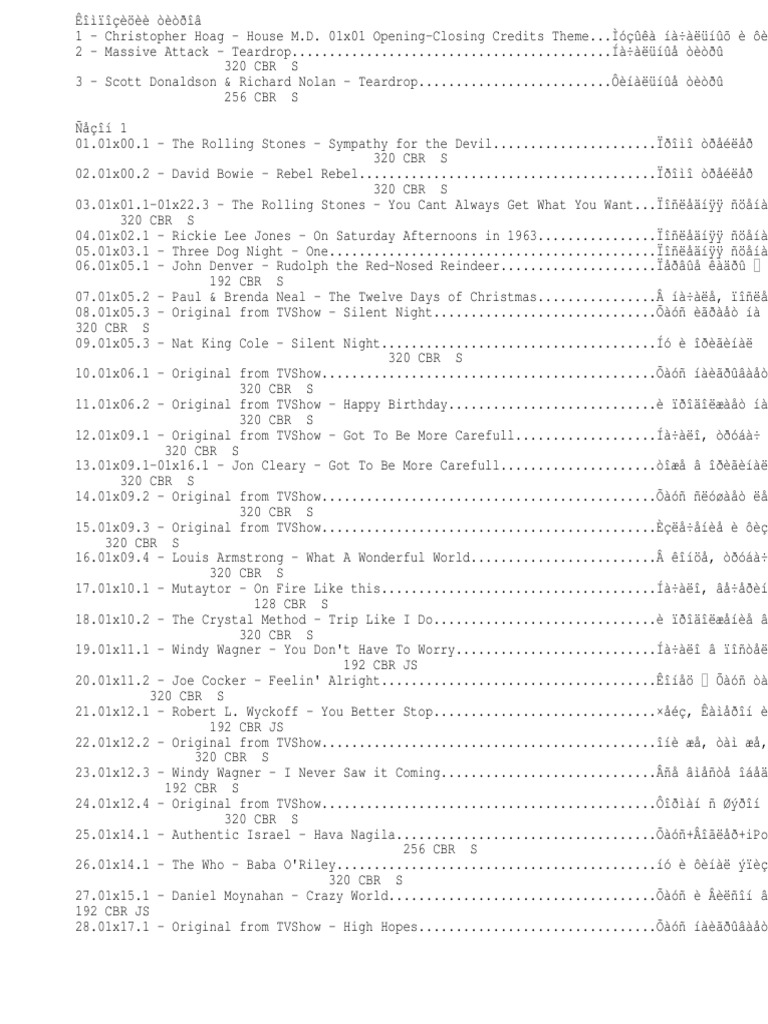 House MD Soundtrack | PDF | Musicians | Leisure