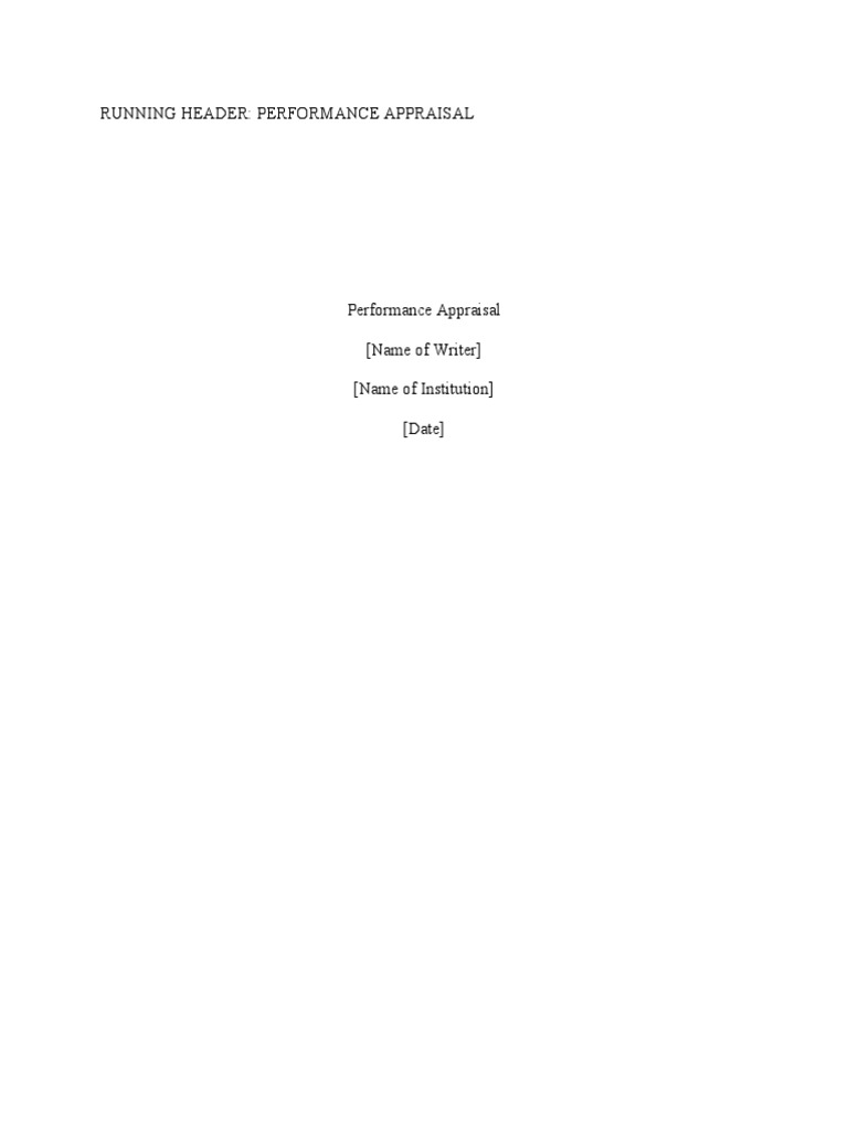 Running Header: Performance Appraisal | PDF | Business | Nature