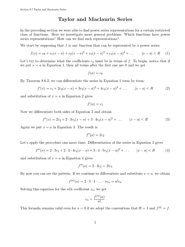 Taylor and Maclaurin Series | PDF | Series (Mathematics) | Power Series