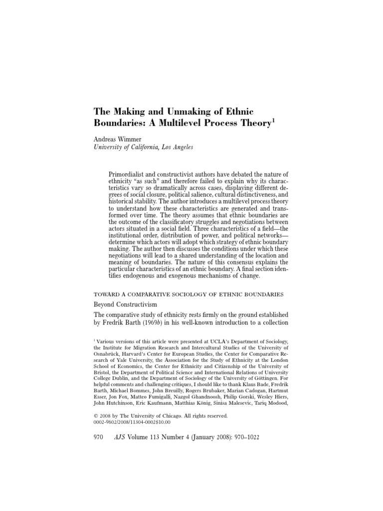 Multilevel Theory of Ethnic Boundaries | PDF | Ethnic Groups | Race ...